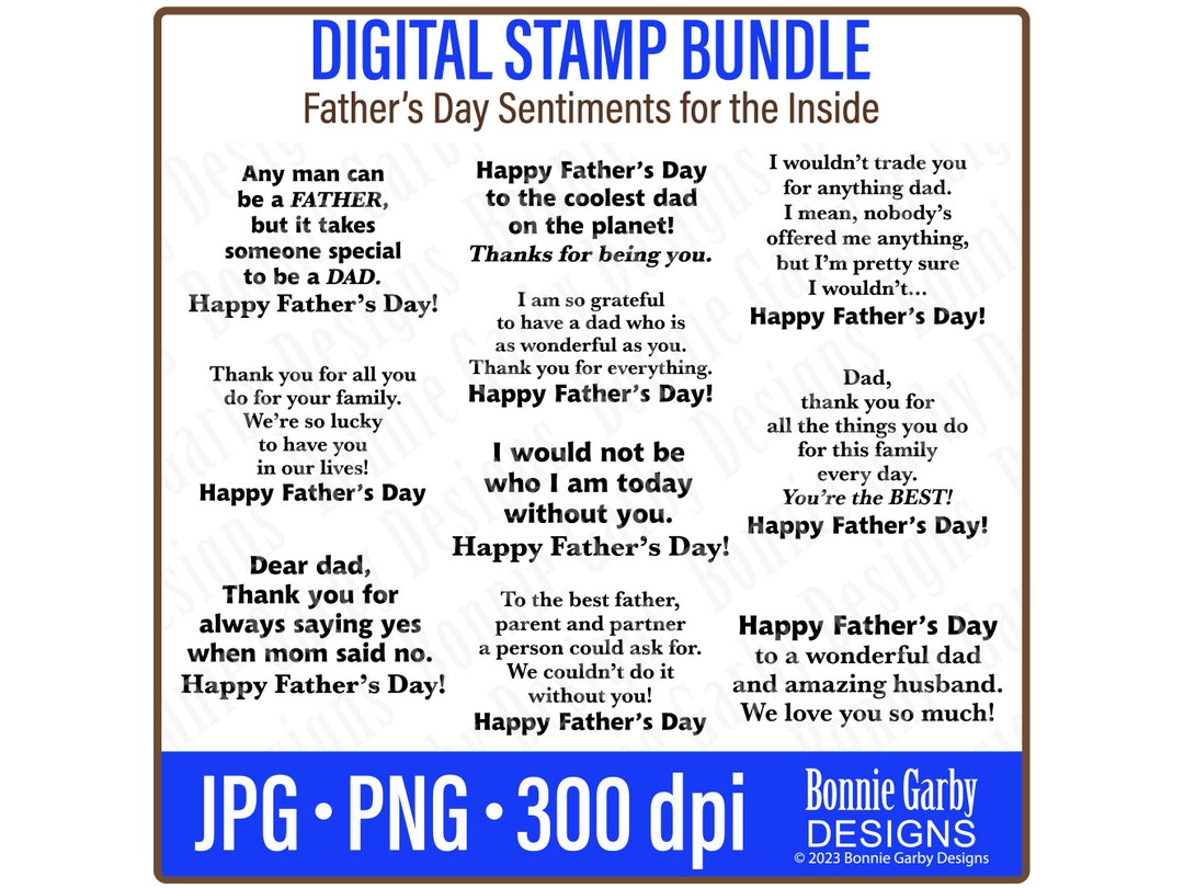 Happy Father's Day Sentiments 'for the Inside' Digital Stamp Bundle ...