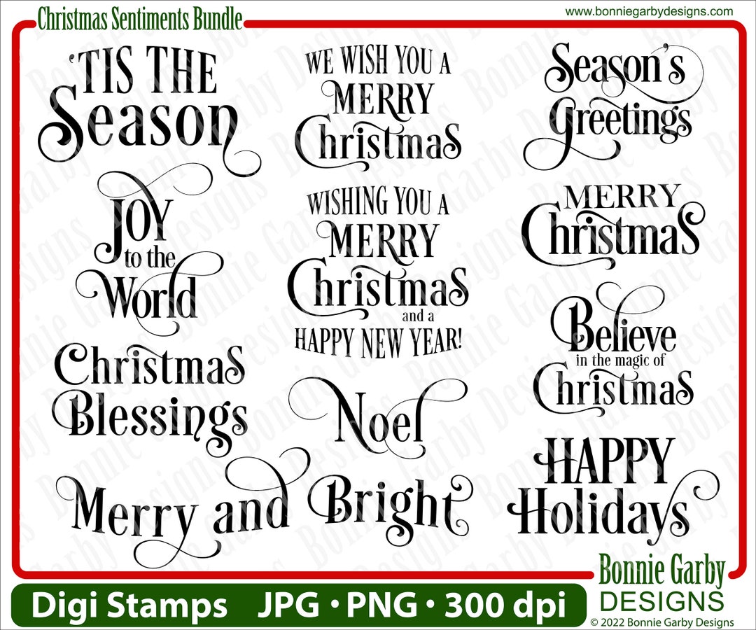 Christmas Sentiments Digital Stamp Bundle Photo Overlays Word - Etsy