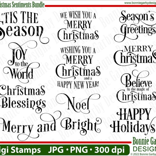 Christmas Sentiments Digital Stamp Bundle Photo Overlays Word - Etsy