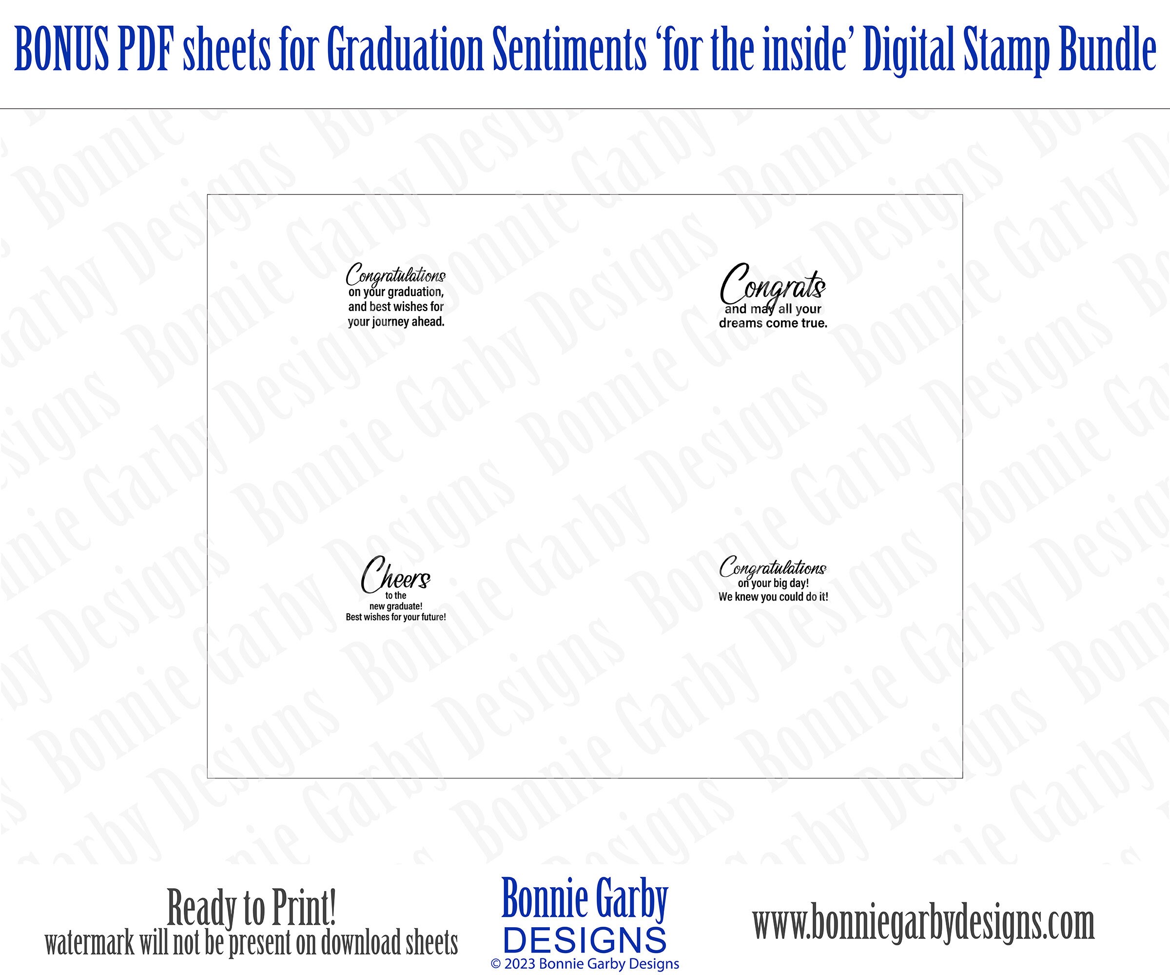 Graduation Sentiments 'for the Inside' Digital Stamp Bundle, Clip Art ...