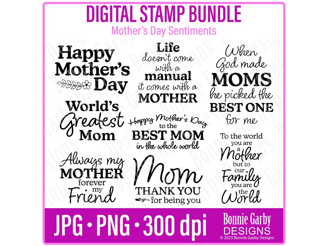 Happy Mother's Day Digital Stamp Bundle, Clip Art, Word Art Quotes for ...