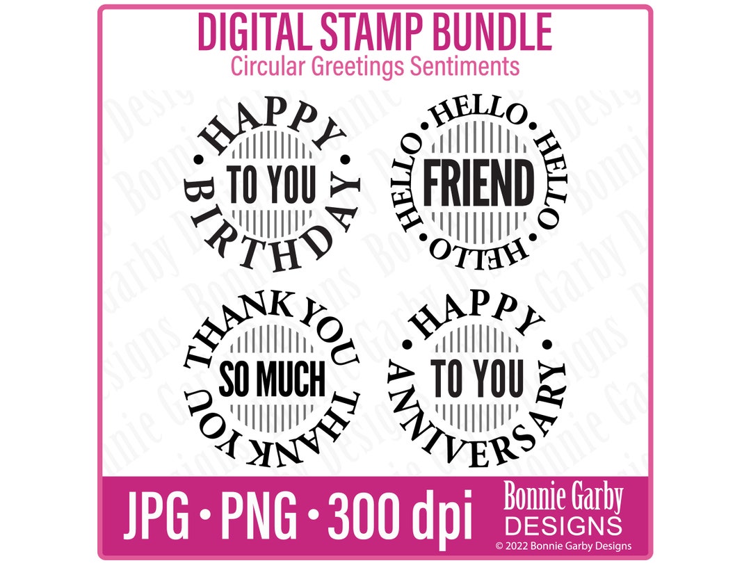 Circular Greetings Digital Stamp Bundle Photo Overlays Clip Art Word ...