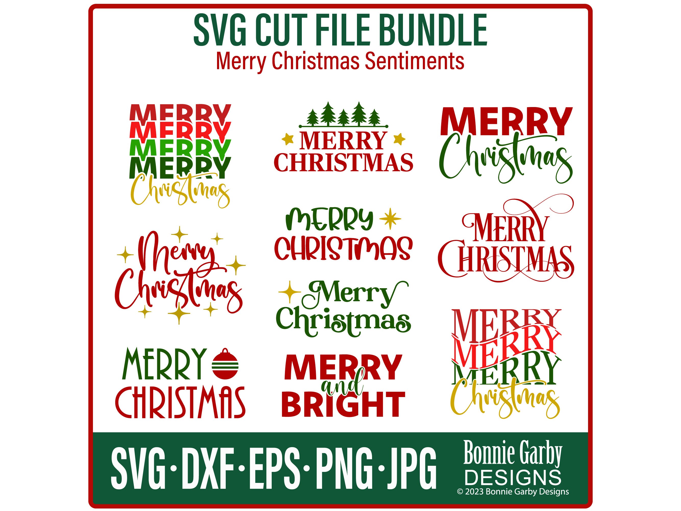 Merry Christmas Sentiments SVG Cut File Bundle, Cricut, Silhouette ...