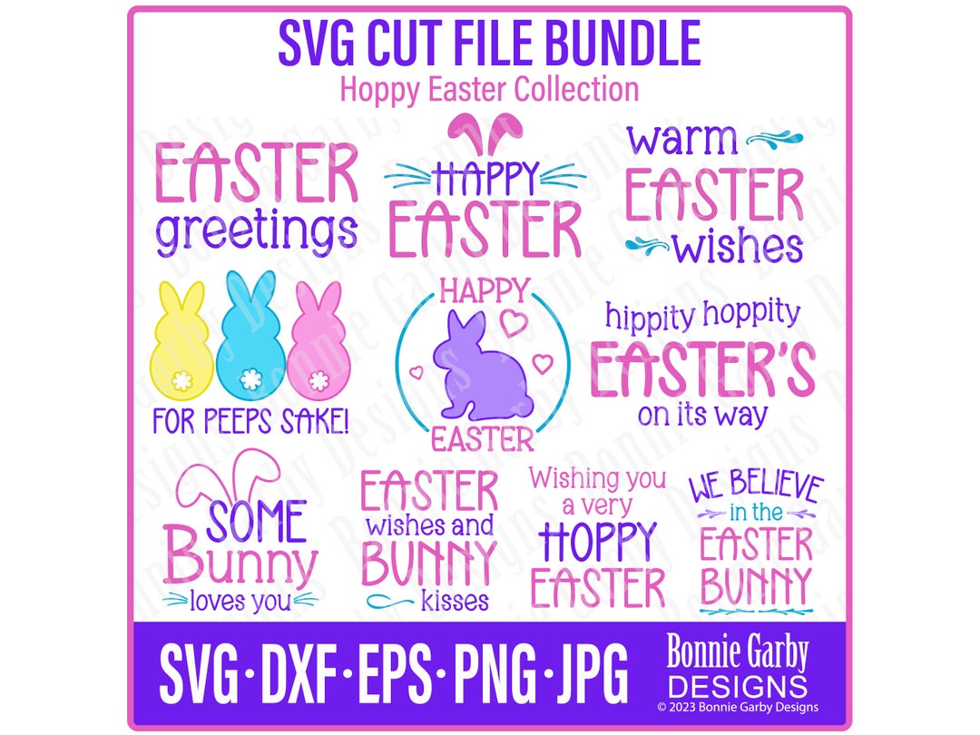 Hoppy Easter SVG Cut File Bundle, Full Color Digital Stamps, Cricut ...