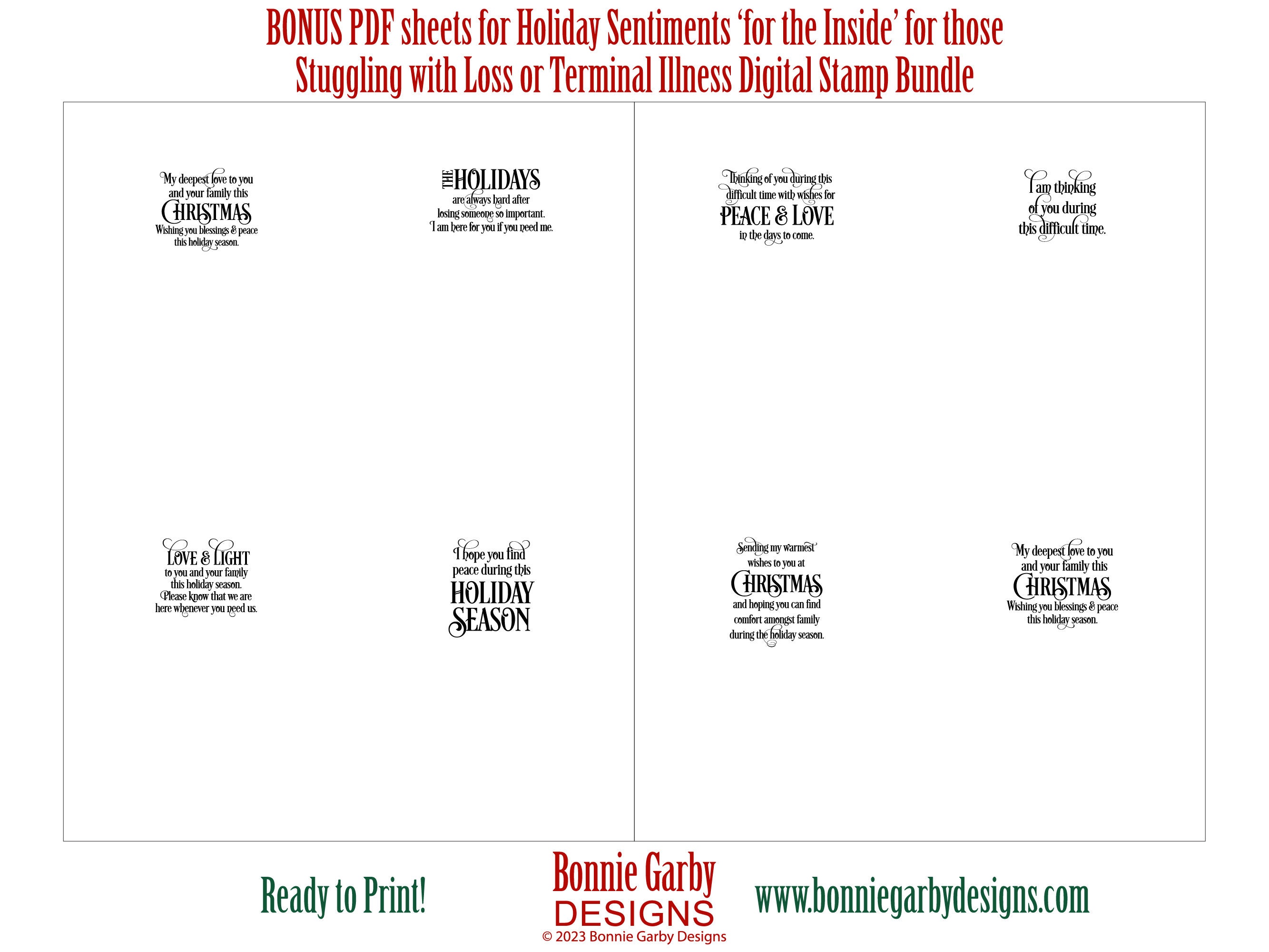 Christmas Sentiments for the Inside for Those Struggling With Loss or ...