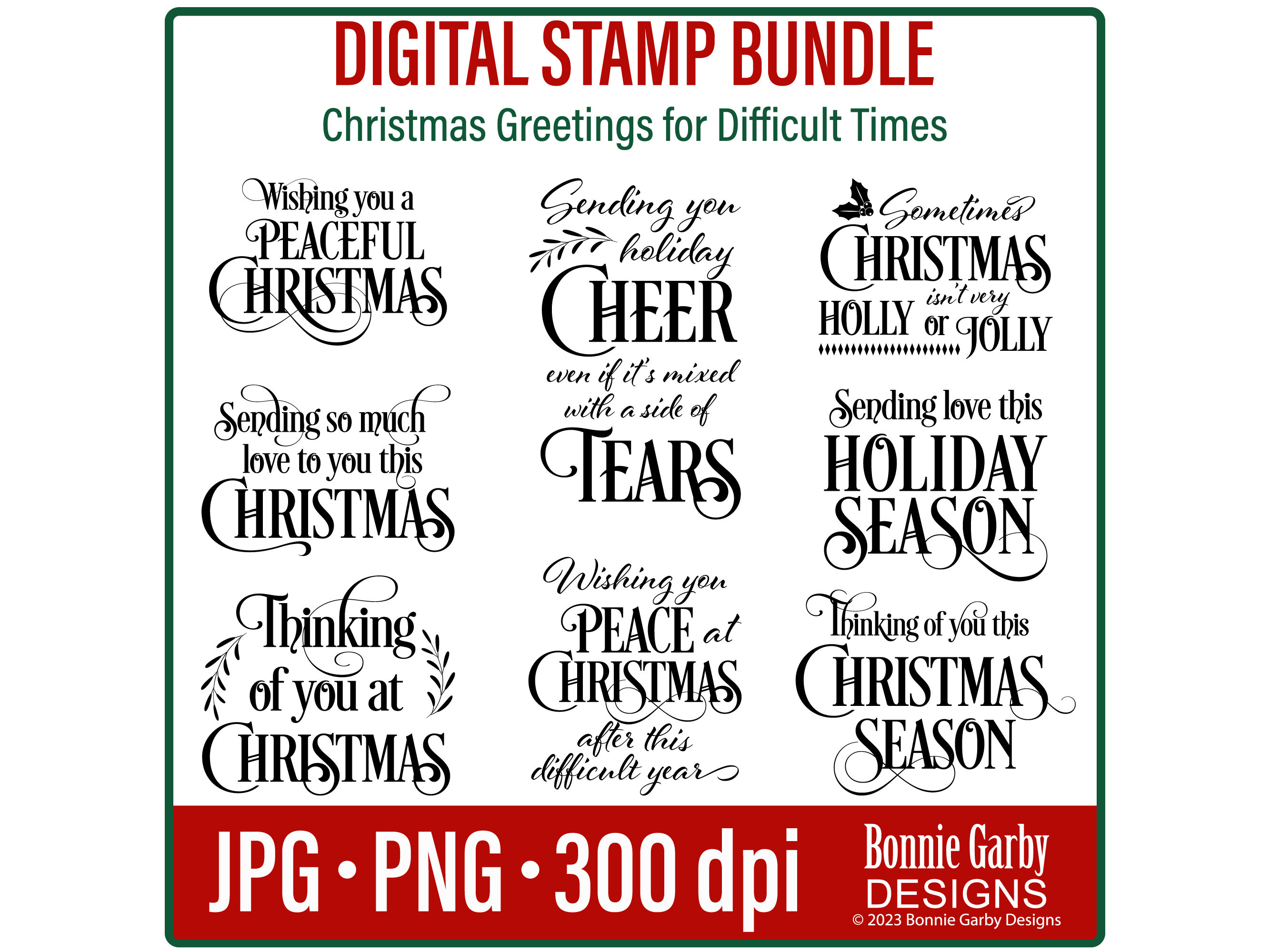 Christmas Greetings for Difficult Times Digital Stamp Bundle, Word Art ...