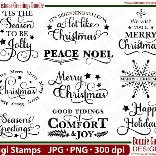 Christmas Sentiments Digital Stamp Bundle Photo Overlays Word - Etsy