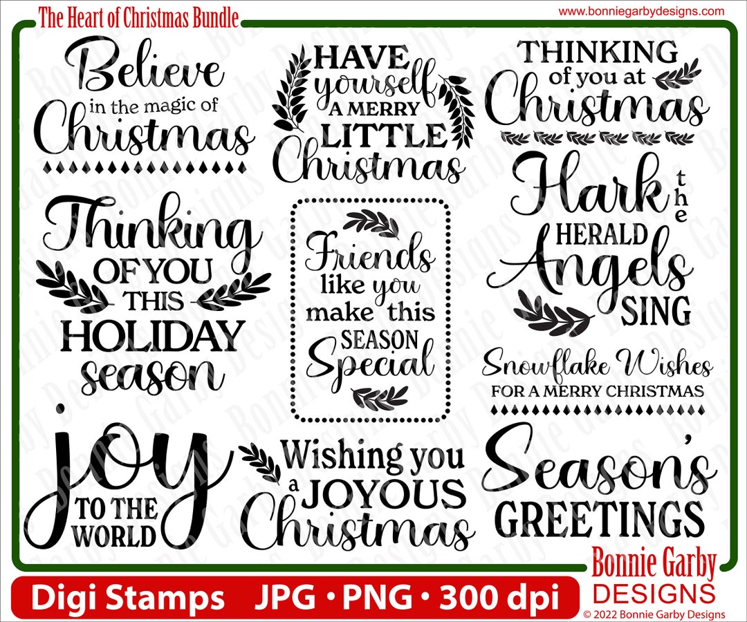 The Heart of Christmas Digital Stamp Bundle Word Art Quotes - Etsy