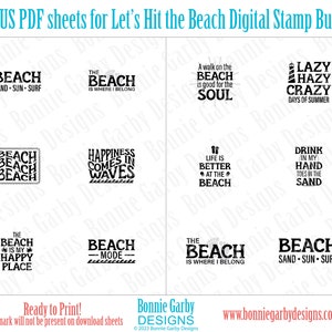Let's Hit the Beach Digital Stamp Bundle, Word Art Quotes, Clip Art ...