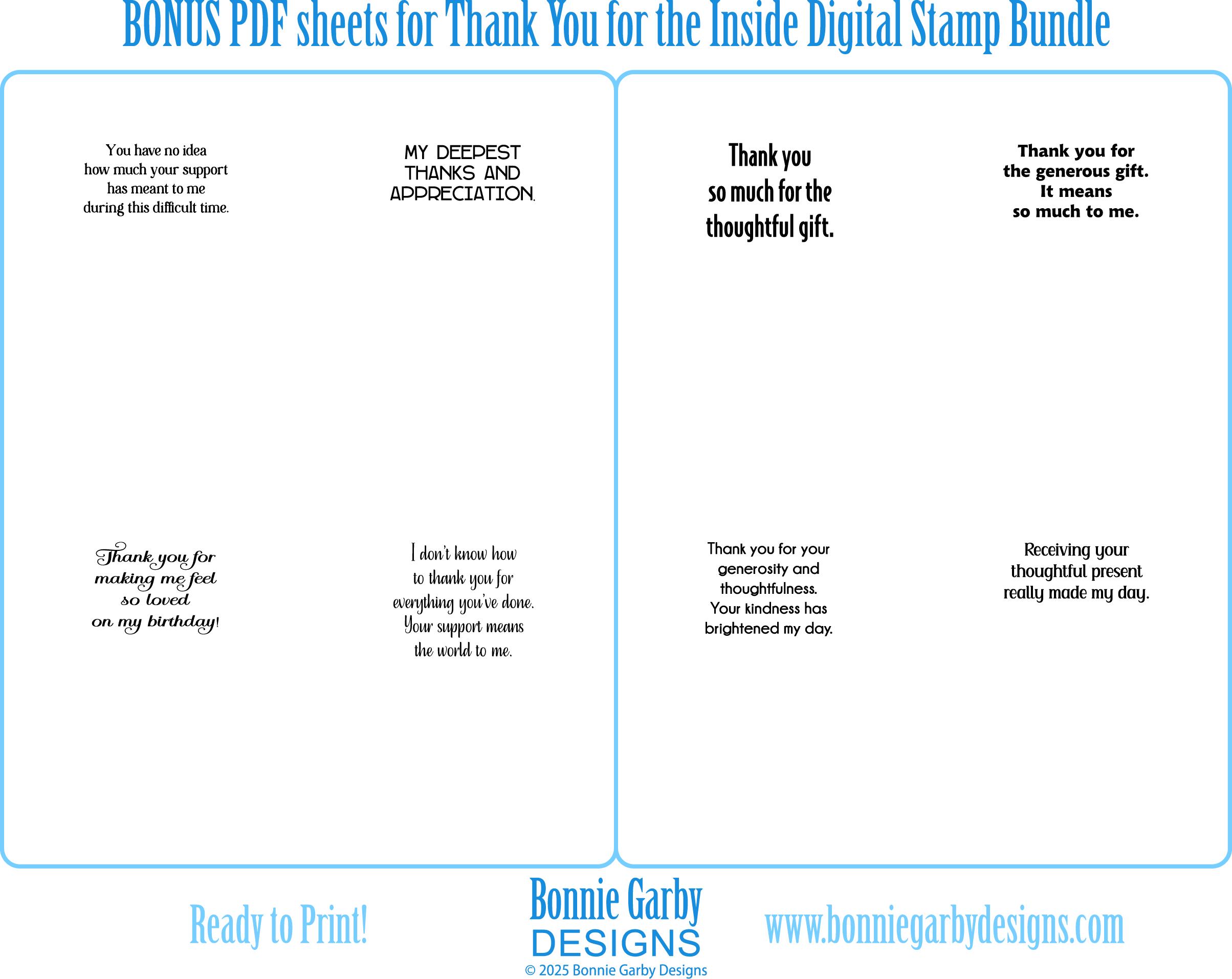 Thank You Greeting Card Sentiments 'for the Inside' Digital Stamp ...