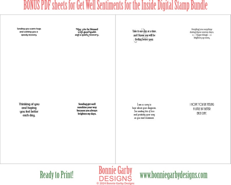 Get Well Sentiments 'for the Inside' Digital Stamp Bundle, Word Art ...