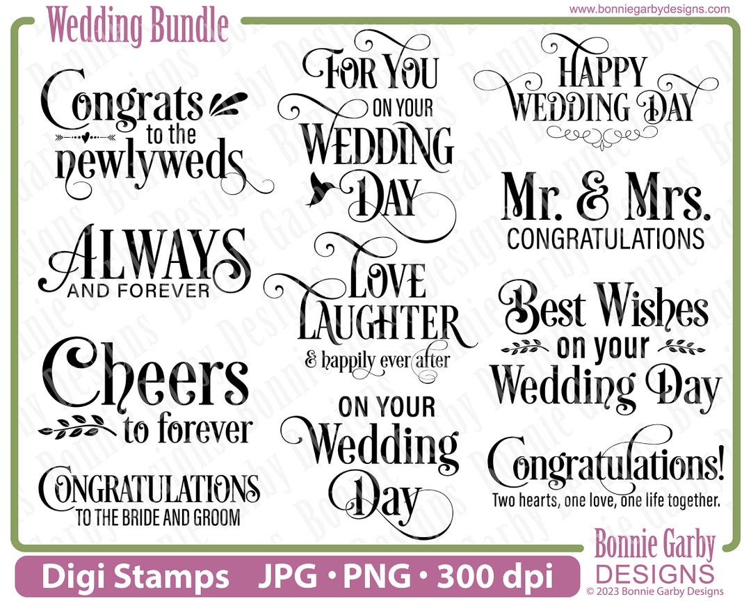Wedding Digital Stamp Bundle Clip Art Word Art Quotes for - Etsy