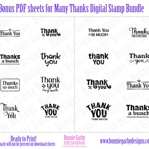 Many Thanks Thank You Digital Stamp Bundle Word Art Quotes for ...