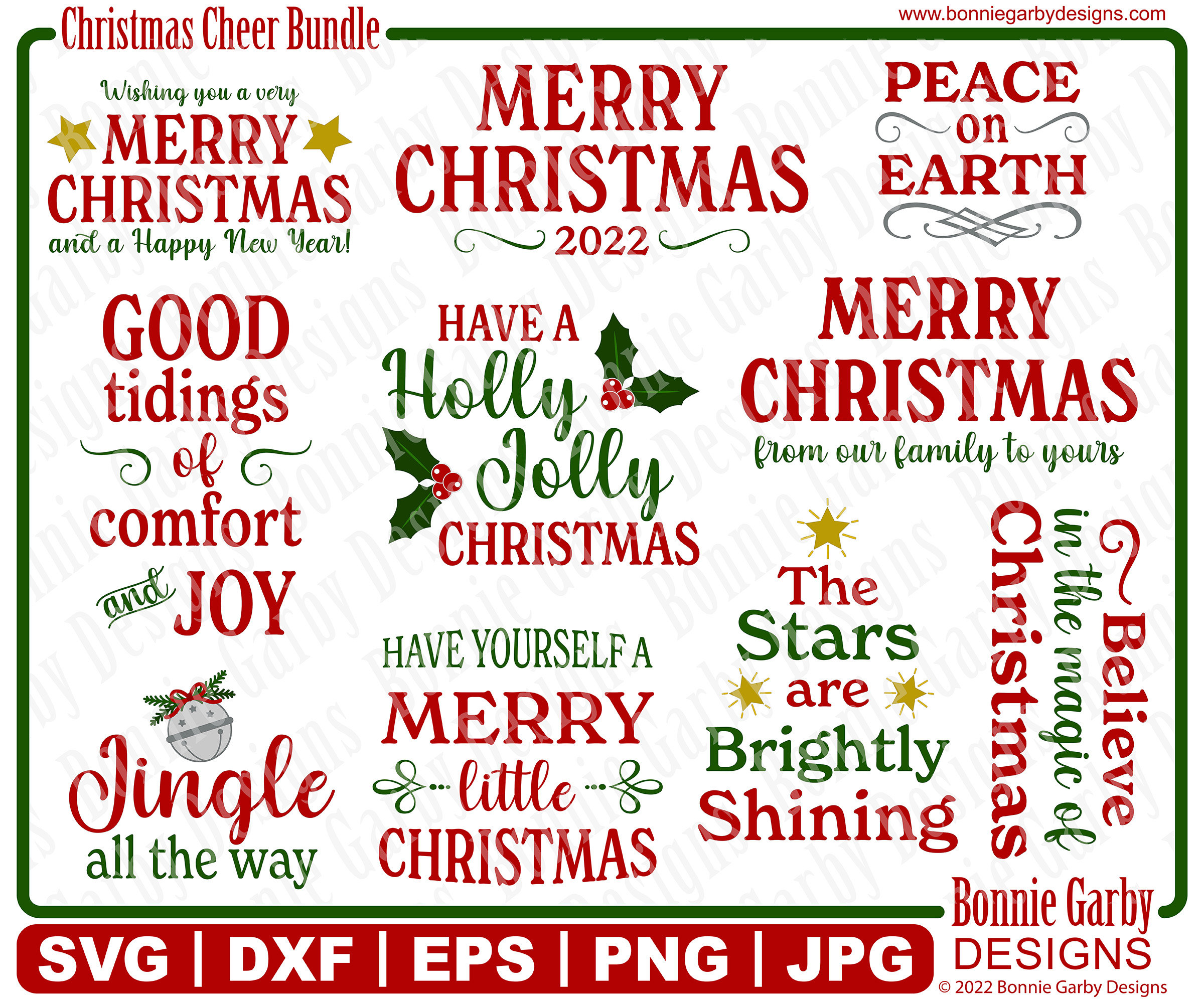 Christmas Cheer SVG Bundle Cut Files Cricut Silhouette - Etsy
