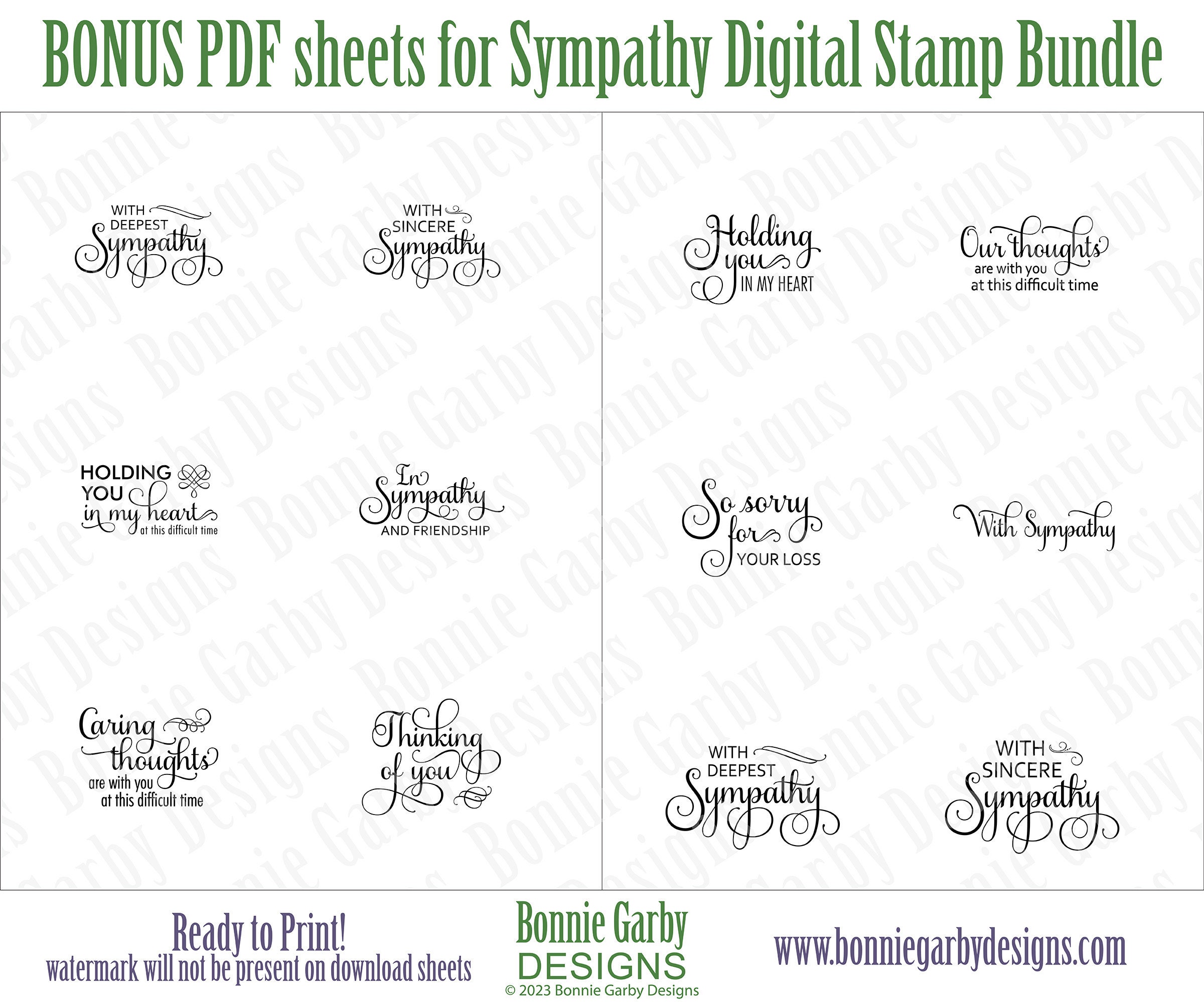 Sympathy Digital Stamp Bundle, Word Art Quotes, Clip Art, Quotes for ...