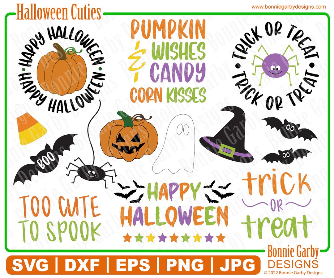 Halloween Cuties SVG Cut File Bundle Color Digital Sentiment - Etsy