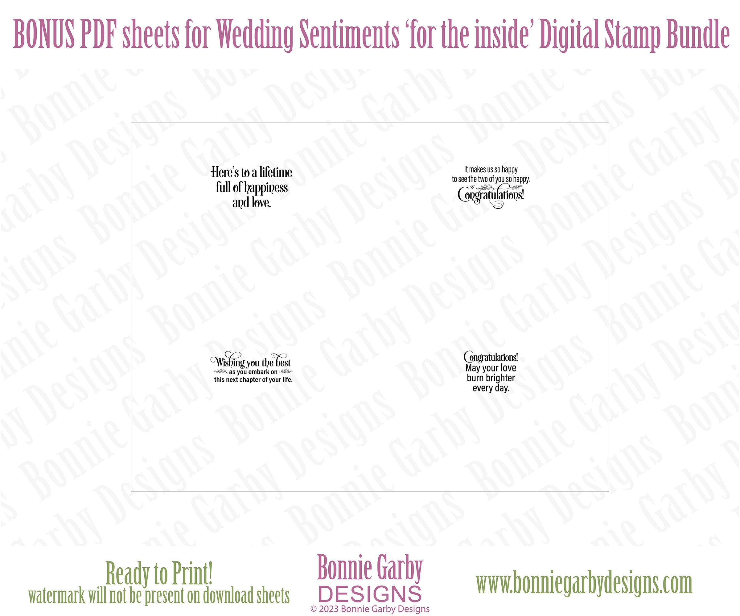 Wedding Card Sentiments 'for the Inside' Digital Stamp - Etsy