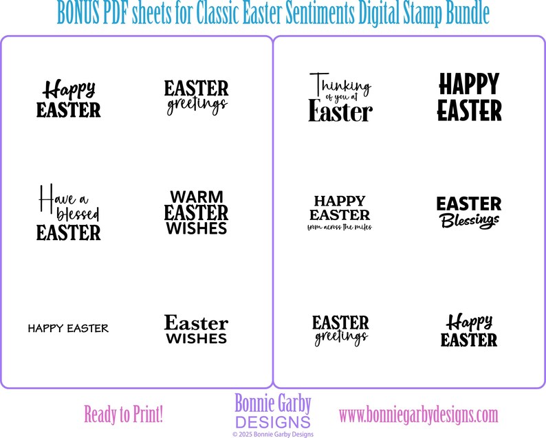 Classic Easter Sentiments Digital Stamp Bundle, Word Art Quotes, Quotes ...
