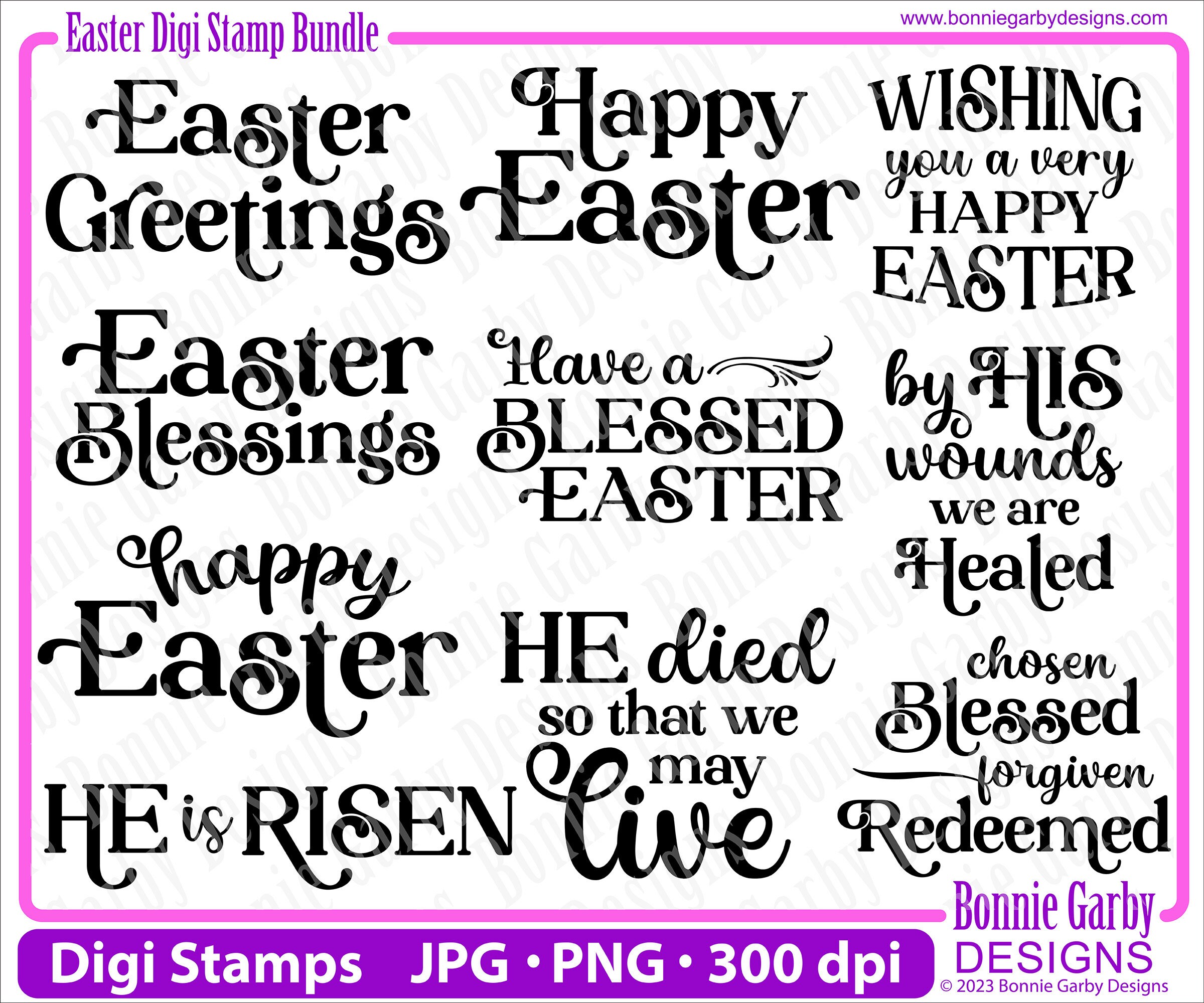 Easter Religious Digital Stamp Bundle Word Art Quotes Clip Art - Etsy