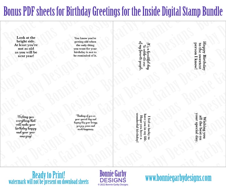 Birthday Sentiments 'for the Inside' Digital Stamps, Photo Overlays ...