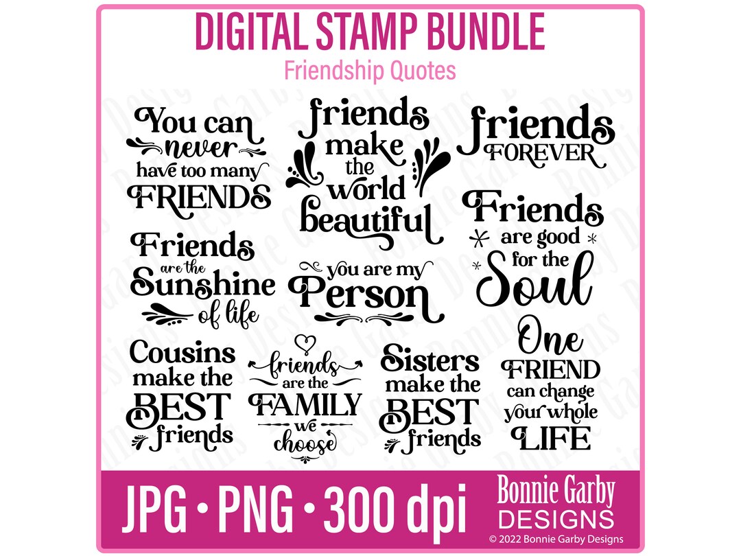 Friendship Digital Stamp Bundle, Word Art Quotes, Clip Art, Word Art ...