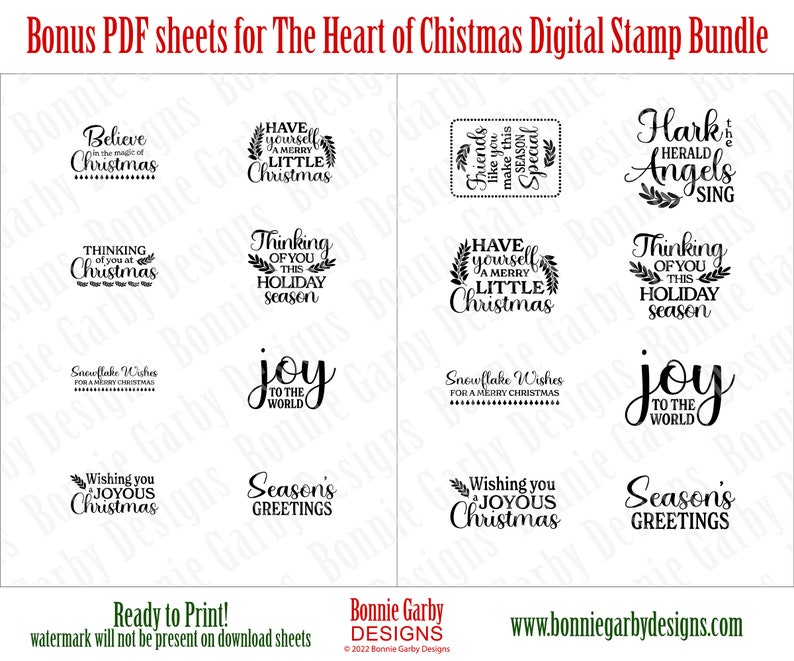 The Heart of Christmas Digital Stamp Bundle, Word Art Quotes, Photo ...