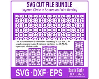 Layered Circle in Square on Point SVG Cut File Bundle, Background Cut ...