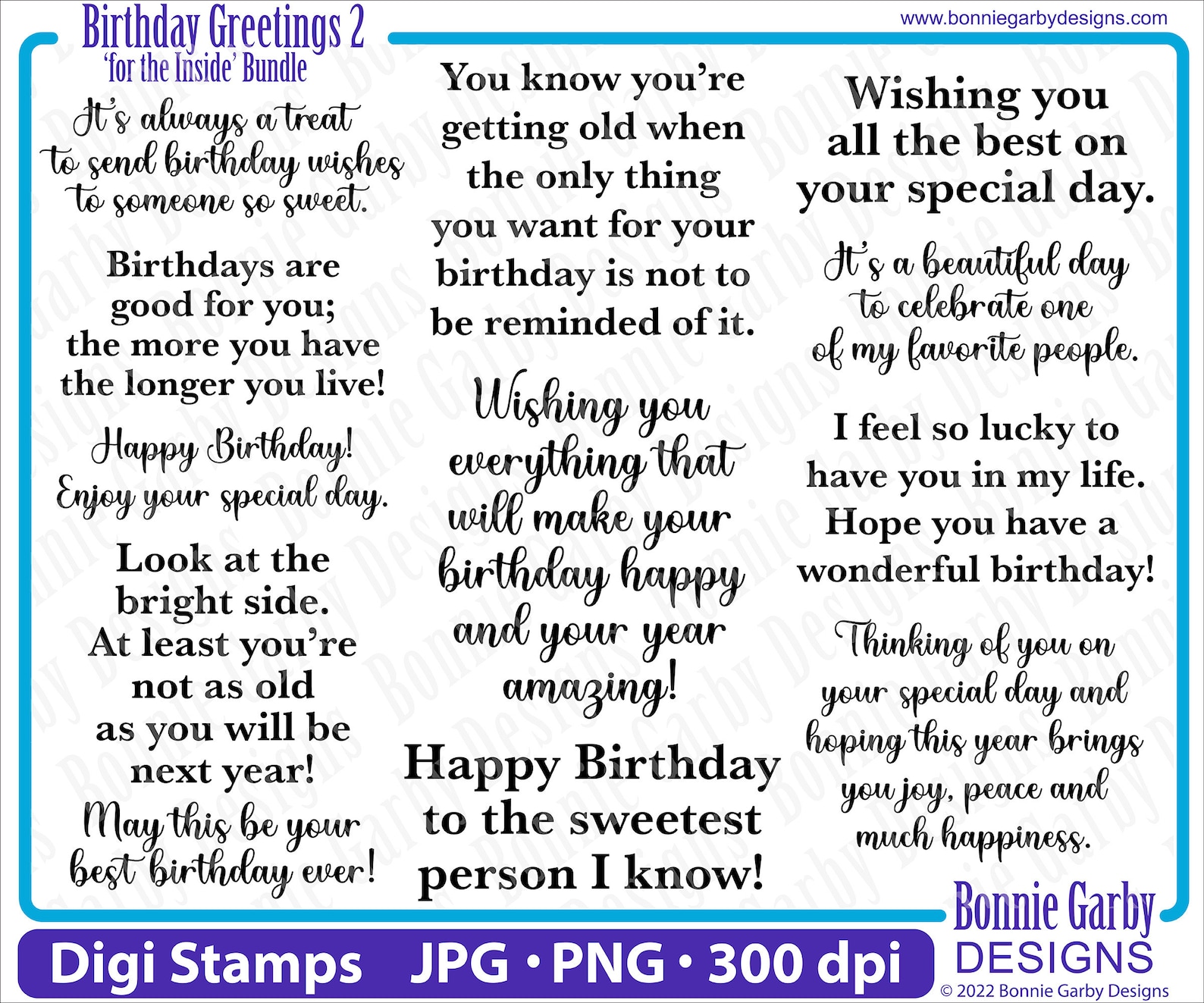 Birthday Sentiments 'for the Inside' Digital Stamps - Etsy