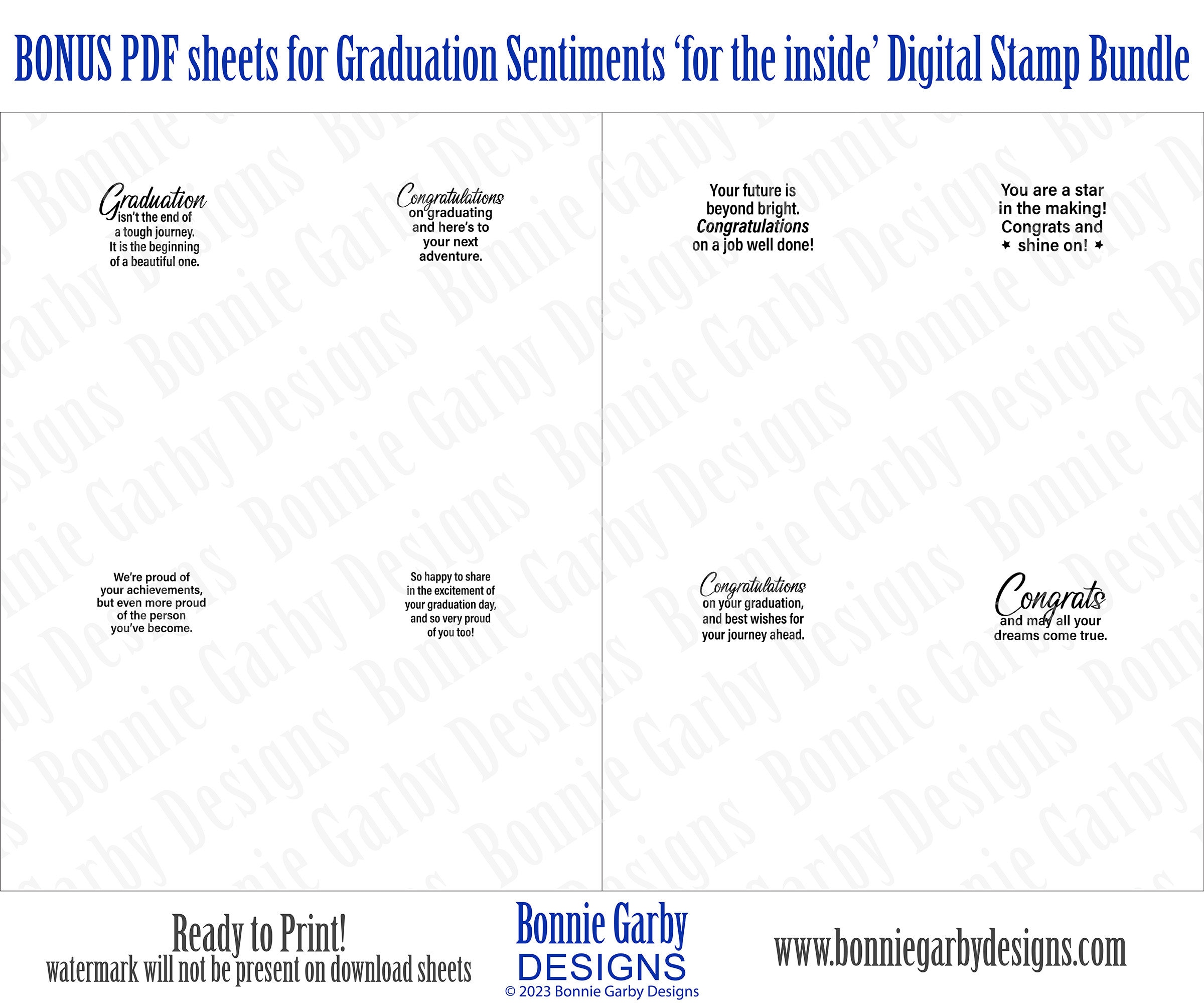 Graduation Sentiments 'for the Inside' Digital Stamp Bundle, Clip Art ...