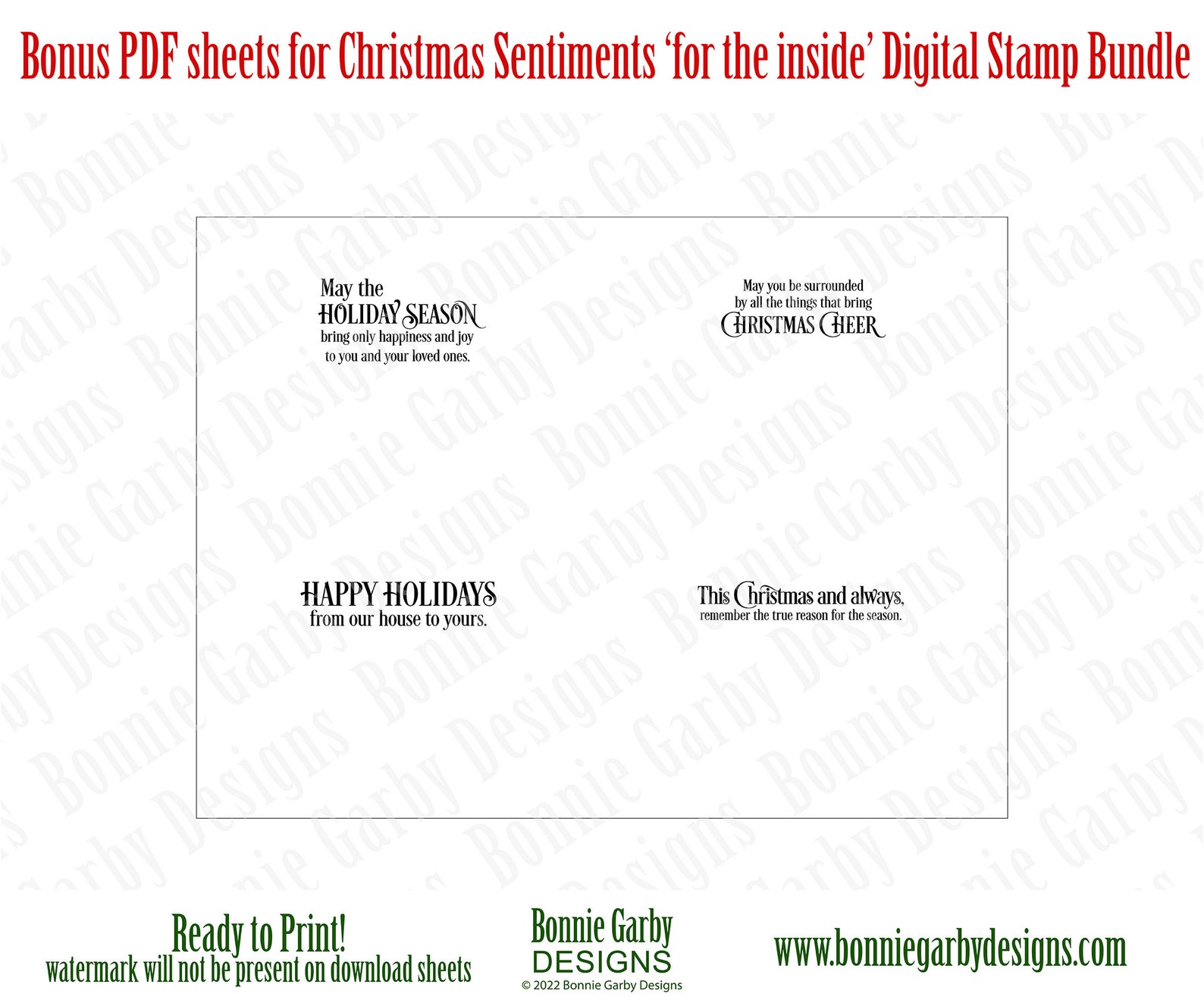 Christmas Sentiments 'for the Inside' Digital Stamp Bundle, Photo ...