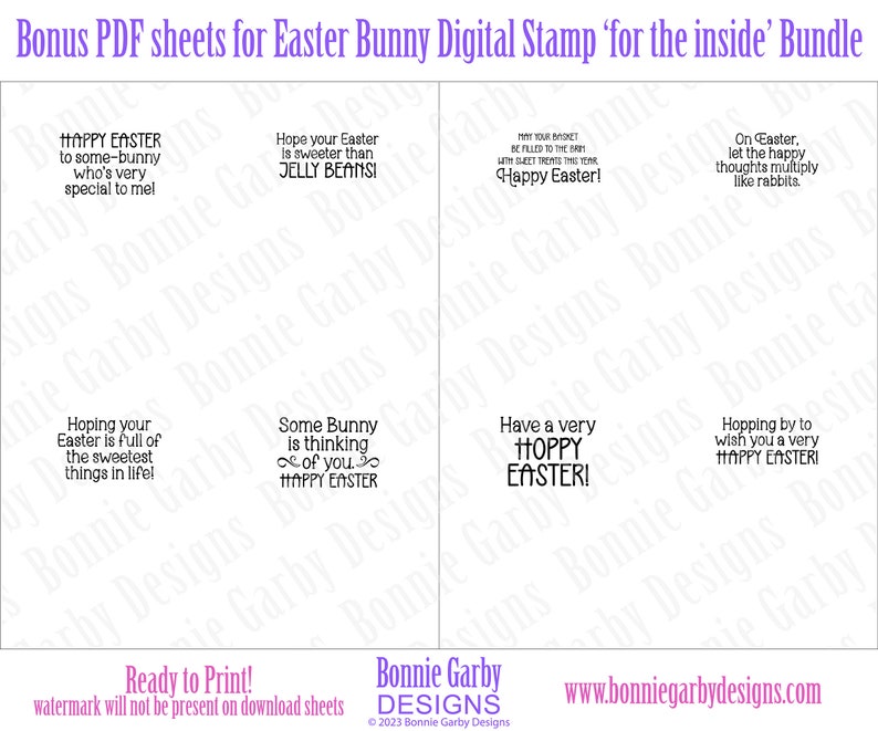 Easter Bunny Sentiments 'for the Inside' Digital Stamp Bundle, Photo ...