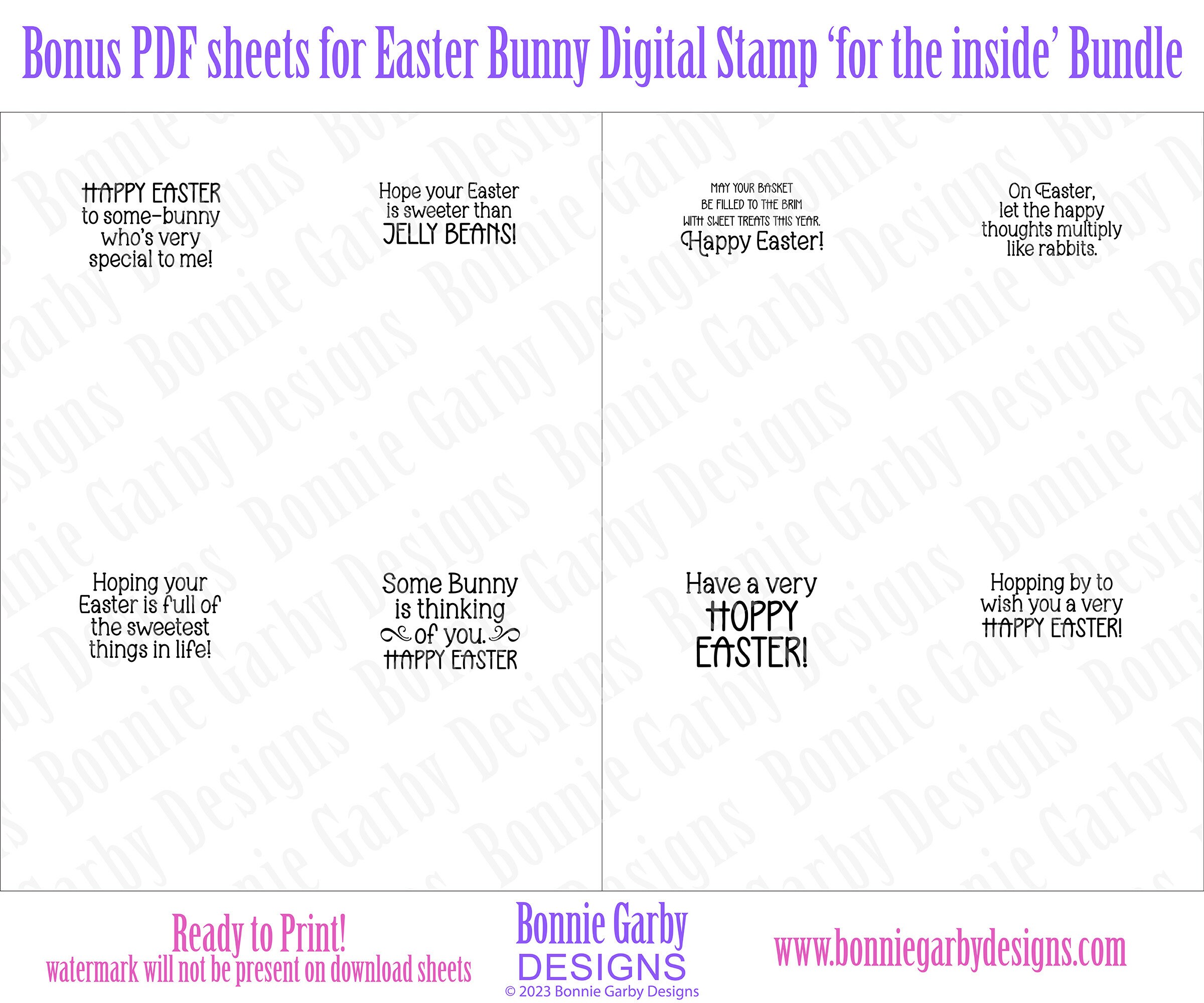 Easter Bunny Sentiments 'for the Inside' Digital Stamp Bundle, Photo ...