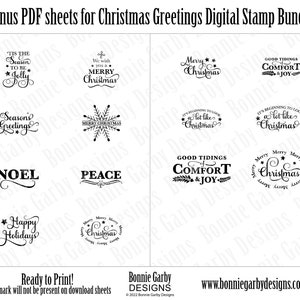 Christmas Greetings Digital Stamp Bundle, Clip Art, Word Art Quotes for ...