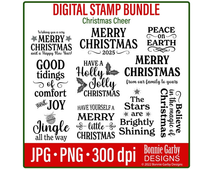 Christmas Card Sentiments: Word Art Quotes (digital Stamp Bundle ...