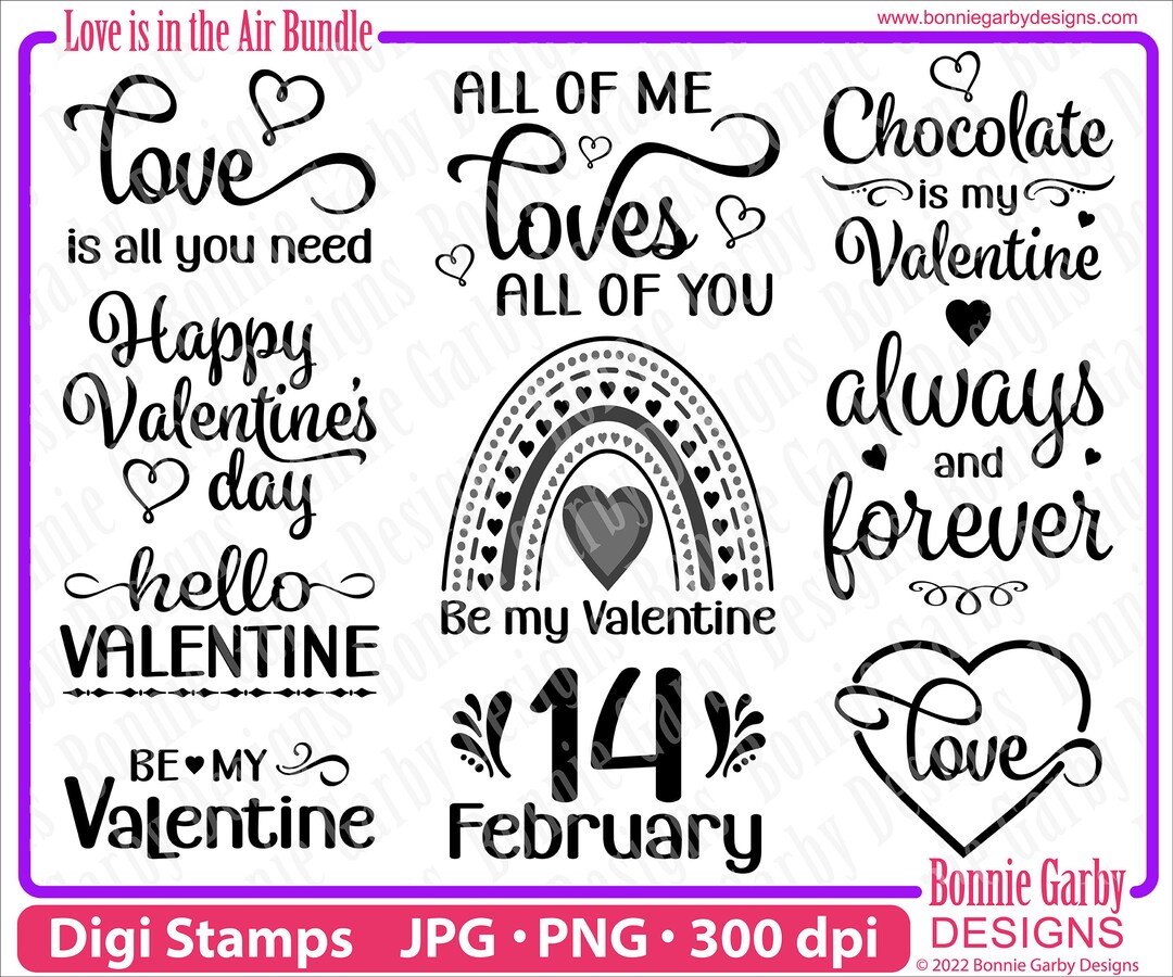 Love is in the Air Valentine Digital Stamp Bundle Clip Art - Etsy