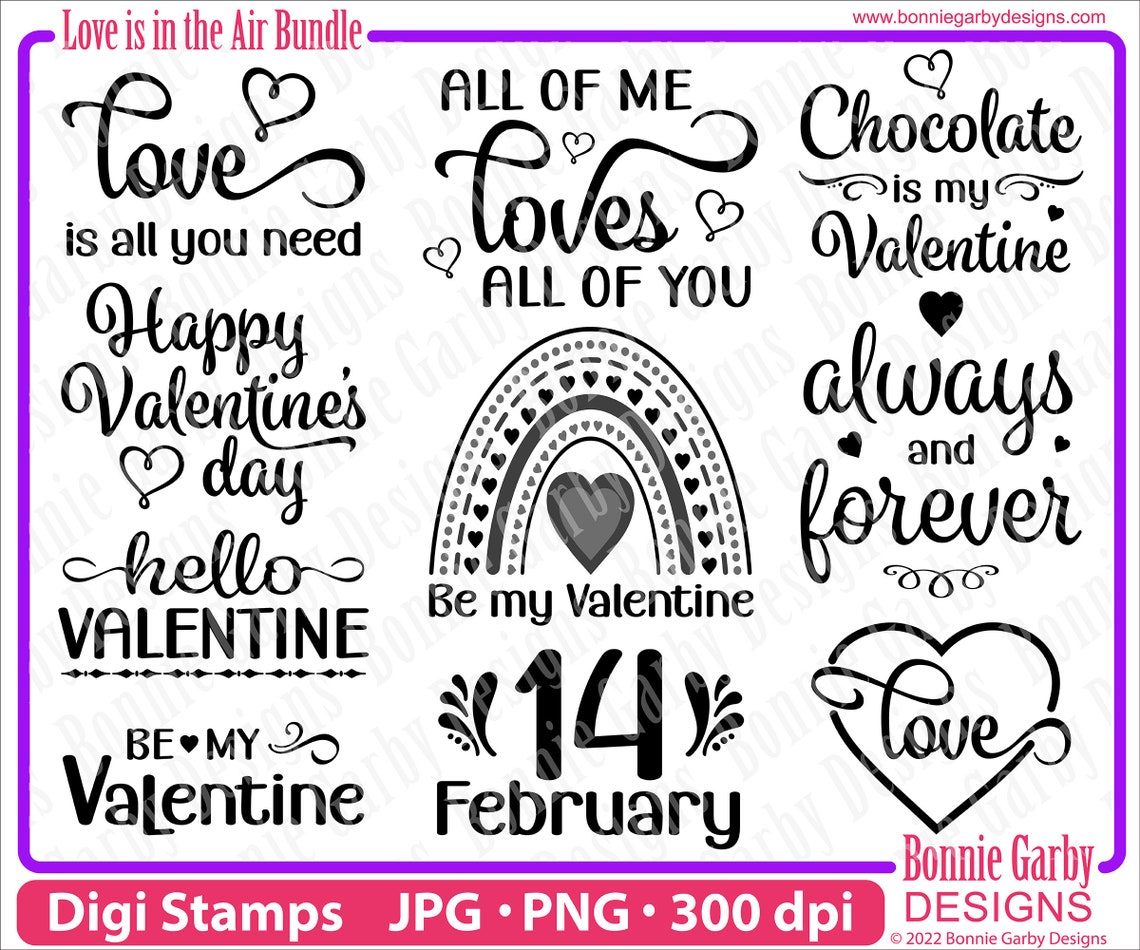Love is in the Air Valentine Digital Stamp Bundle Clip Art - Etsy