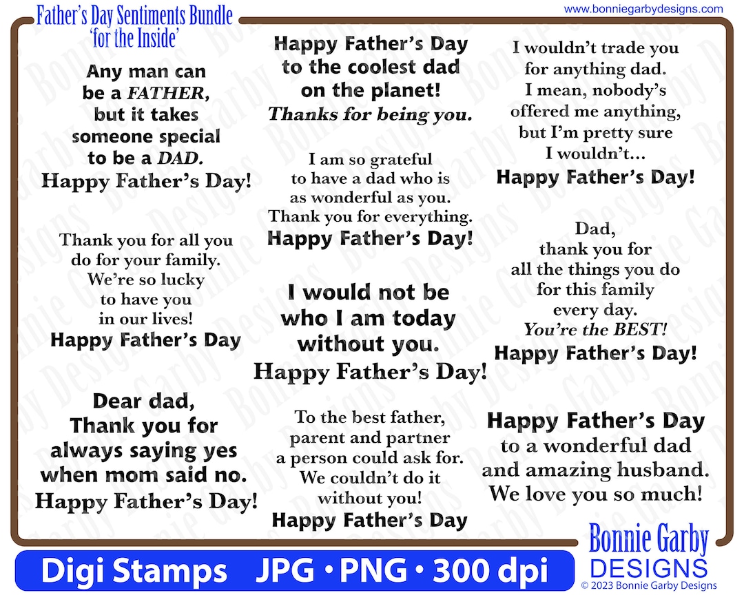 Happy Father's Day Sentiments 'for the Inside' - Etsy