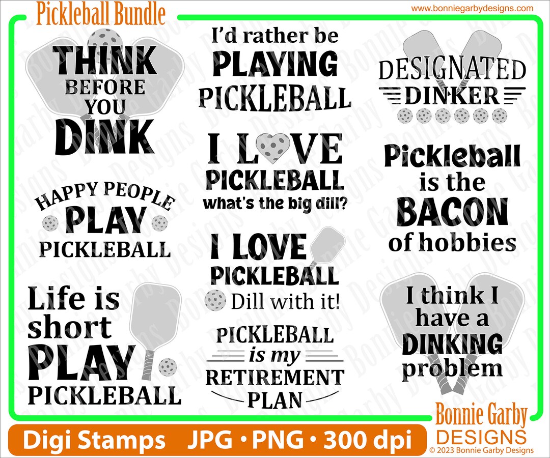 Pickleball Digital Stamp Bundle Word Art Quotes Clip Art - Etsy