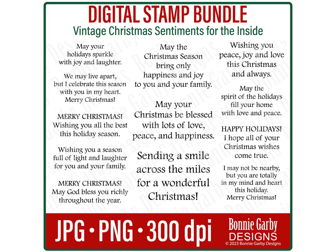 Vintage Christmas Sentiments 'for the Inside' Digital Stamp Bundle ...