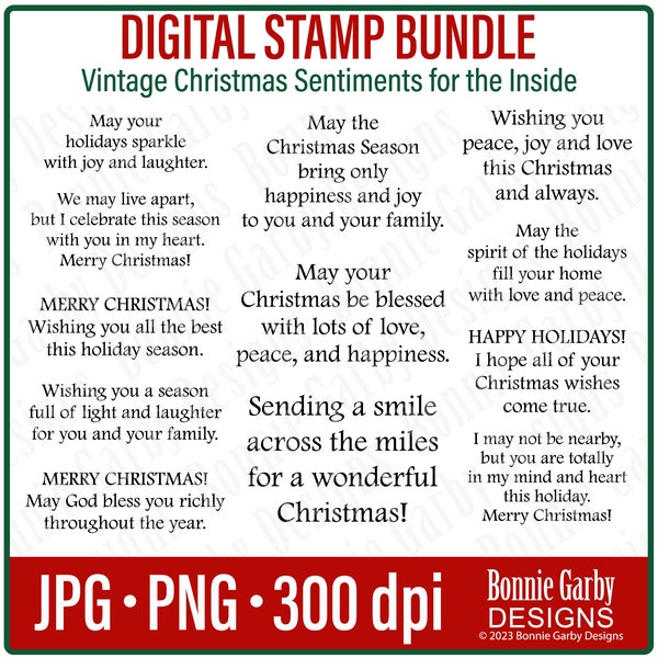 Christmas Sentiments Stamp - Etsy