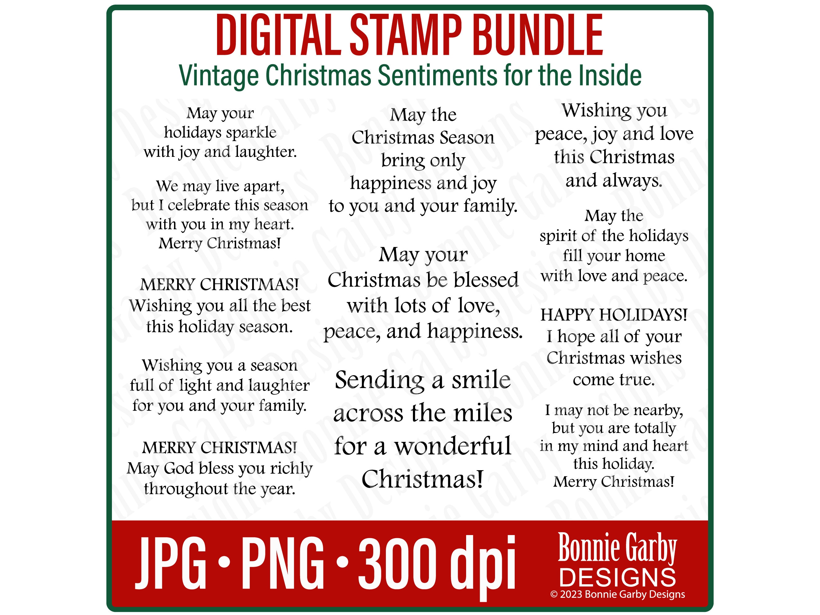 Vintage Christmas Sentiments 'for the Inside' Digital Stamp Bundle ...