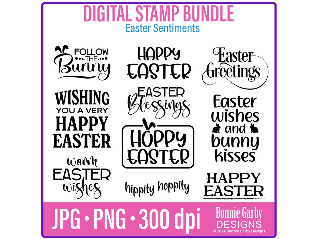 Easter Sentiments Digital Stamp Bundle Word Art Quotes Clip Art Word ...