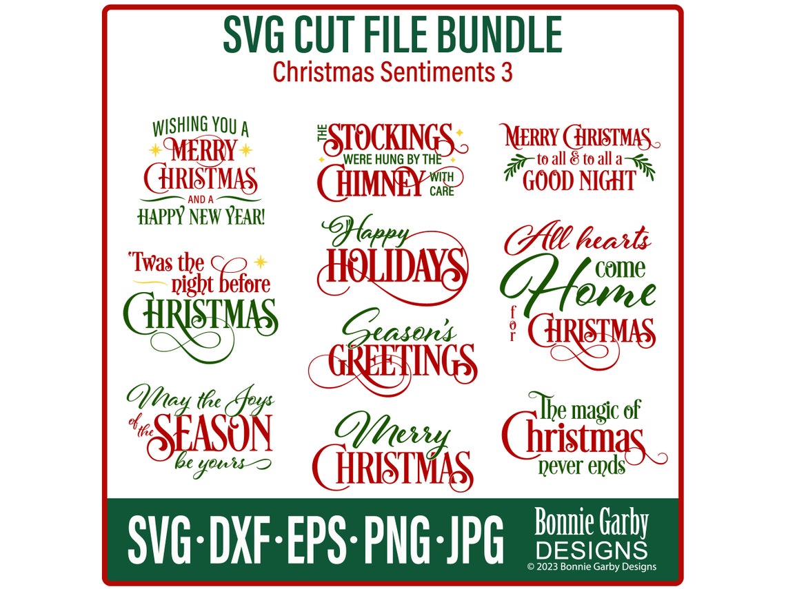 Christmas Sentiments 3 SVG Cut File Bundle, Cricut, Silhouette ...