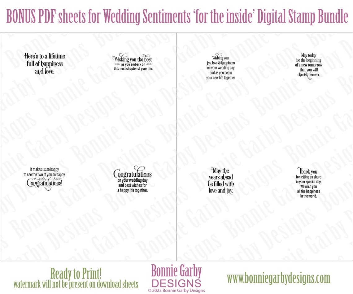 Wedding Card Sentiments 'for the Inside' Digital Stamp - Etsy