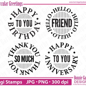 Circular Greetings Digital Stamp Bundle Photo Overlays Clip - Etsy