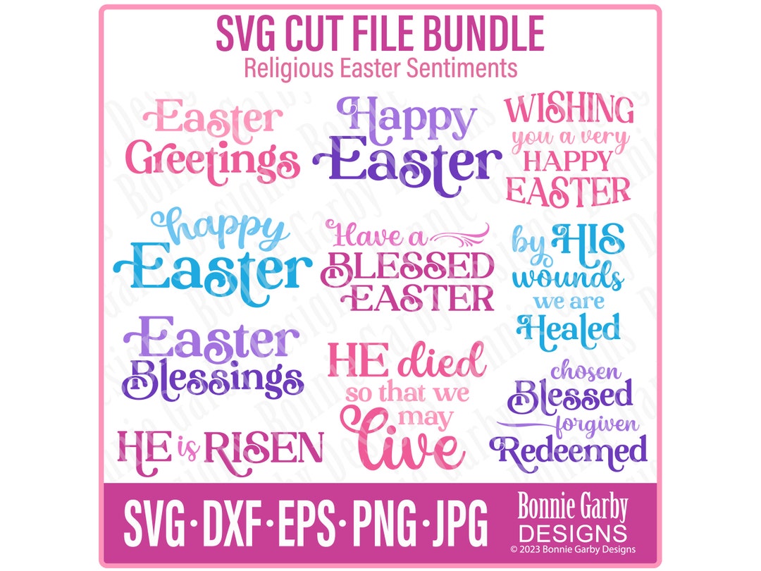 Religious Easter SVG Cut File Bundle, Full Color Digital Stamps, Cricut ...