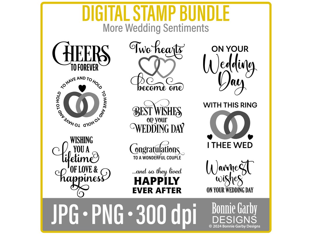 More Wedding Sentiments Digital Stamp Bundle, Clip Art, Word Art Quotes ...