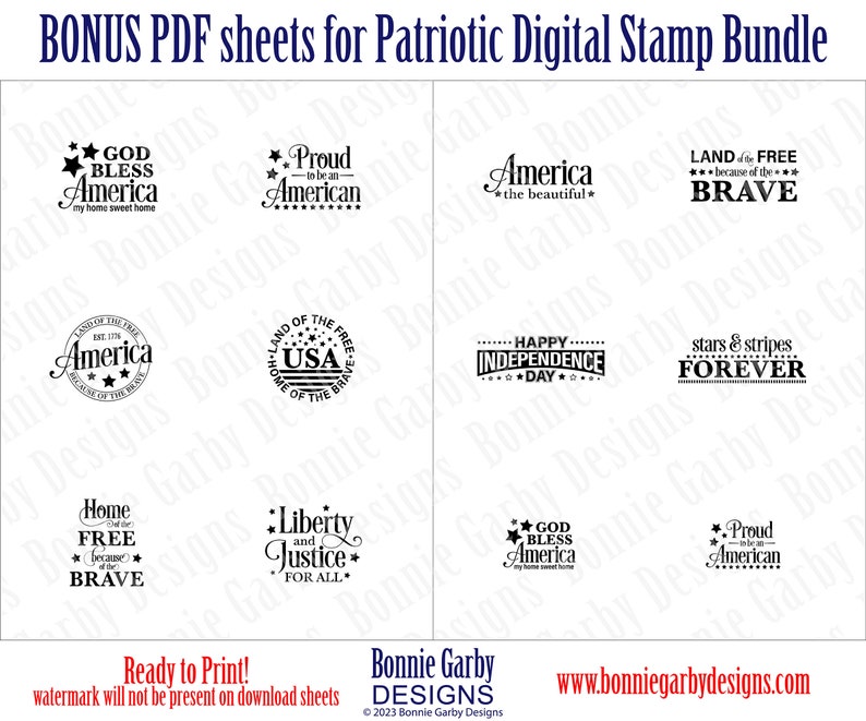 4th of July Patriotic Digital Stamp Bundle Clip Art Word - Etsy