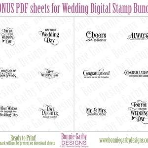 Wedding Digital Stamp Bundle, Clip Art, Word Art Quotes for Cardmaking ...