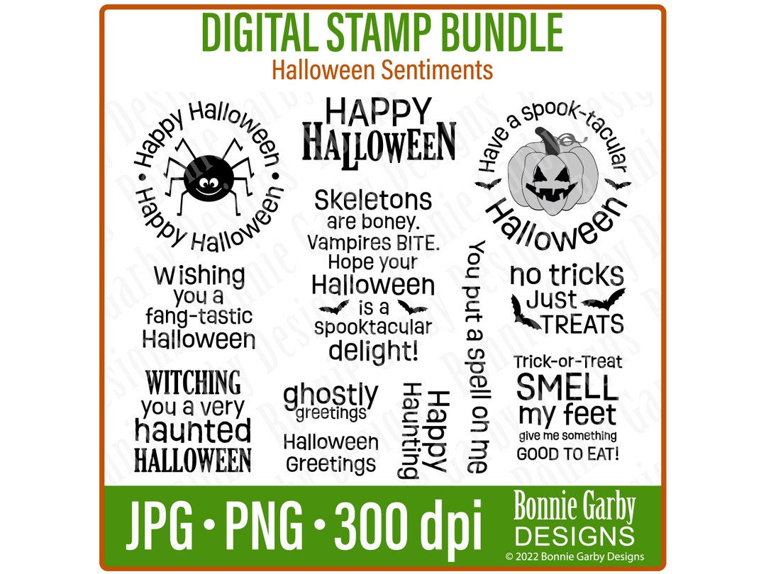 Halloween Sentiments SVG Bundle, Cut Files Cricut Silhouette Digital ...